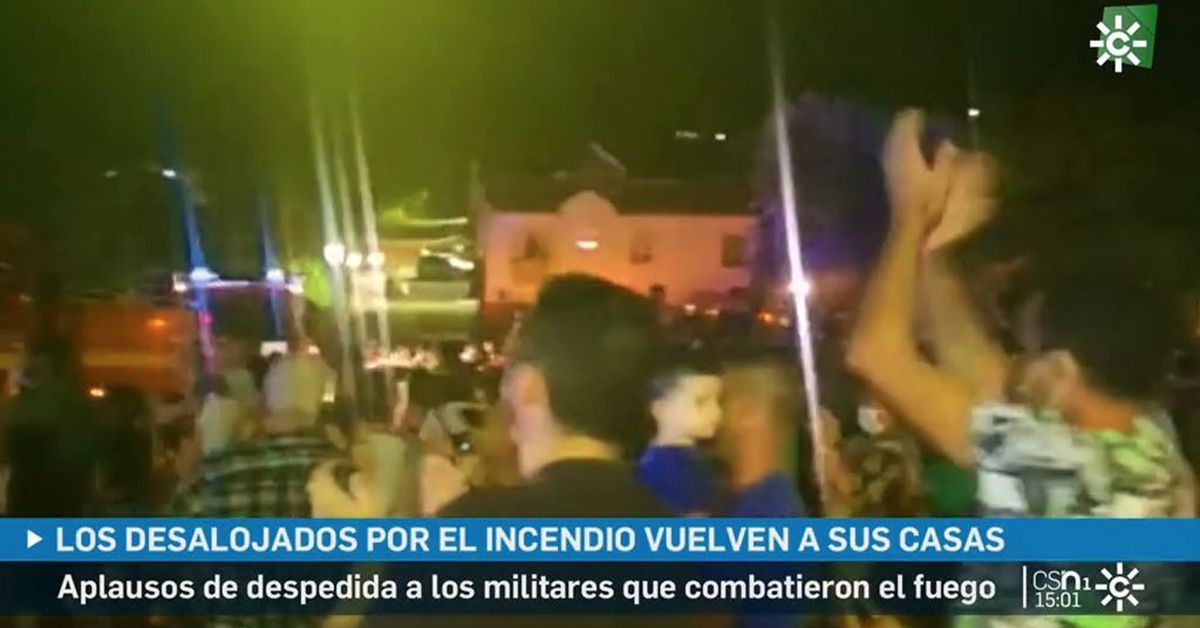 Emotiva despedida a la UME tras su trabajo en el incendio de Almonaster